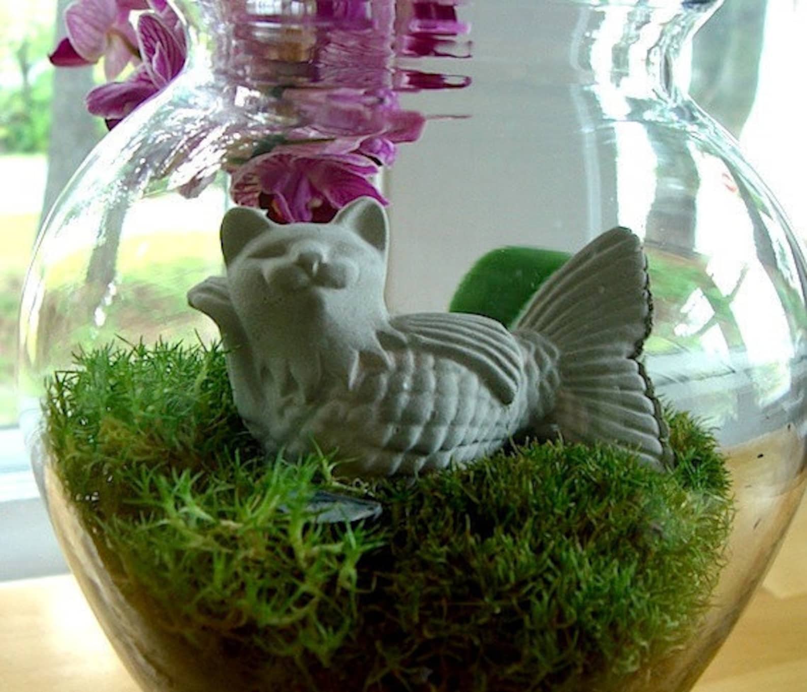 Mercat Zen Mini Katfish Cat Mermaid Bonsai Terrarium Statues - Etsy