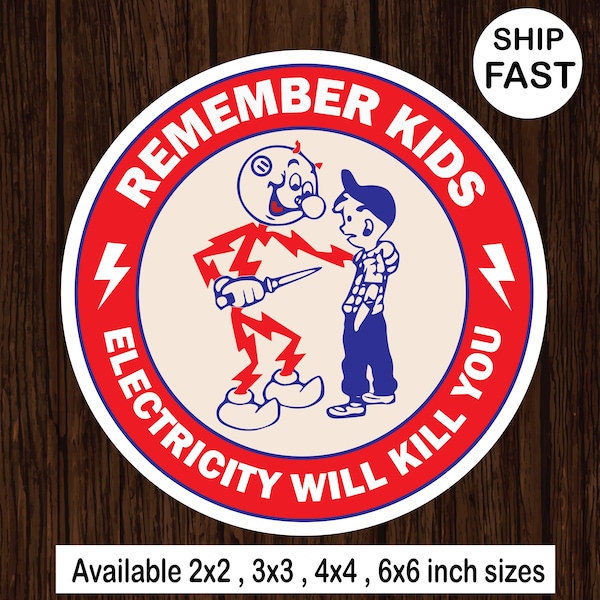 Remember Kids Electricity Kills Sign - Etsy