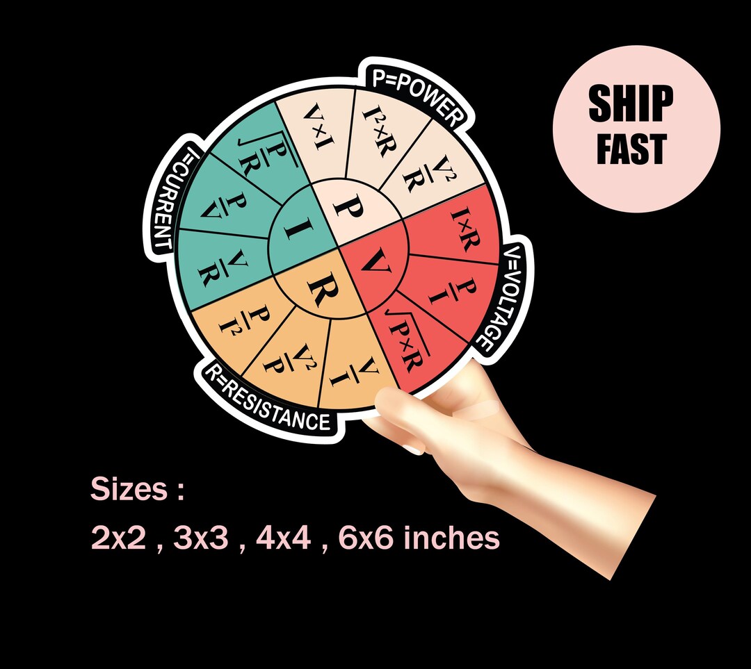 Electricity Ohms Law Wheel Formulas Stickers for Electrician & Lineman-ohm's Law Decal for ...
