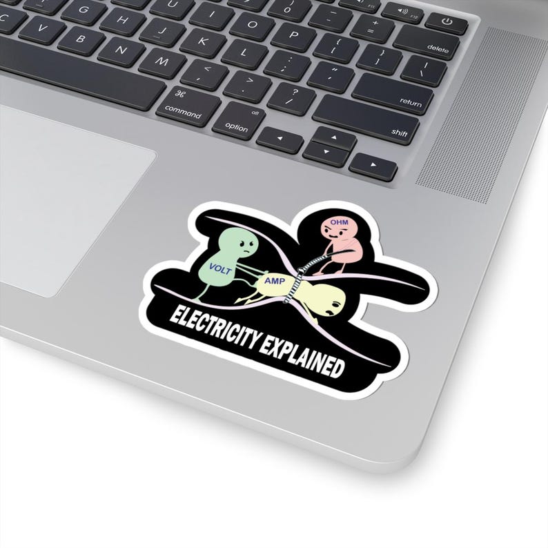 Funny Cartoon Electricity Explained Ohm's Law Sticker for Physics ...