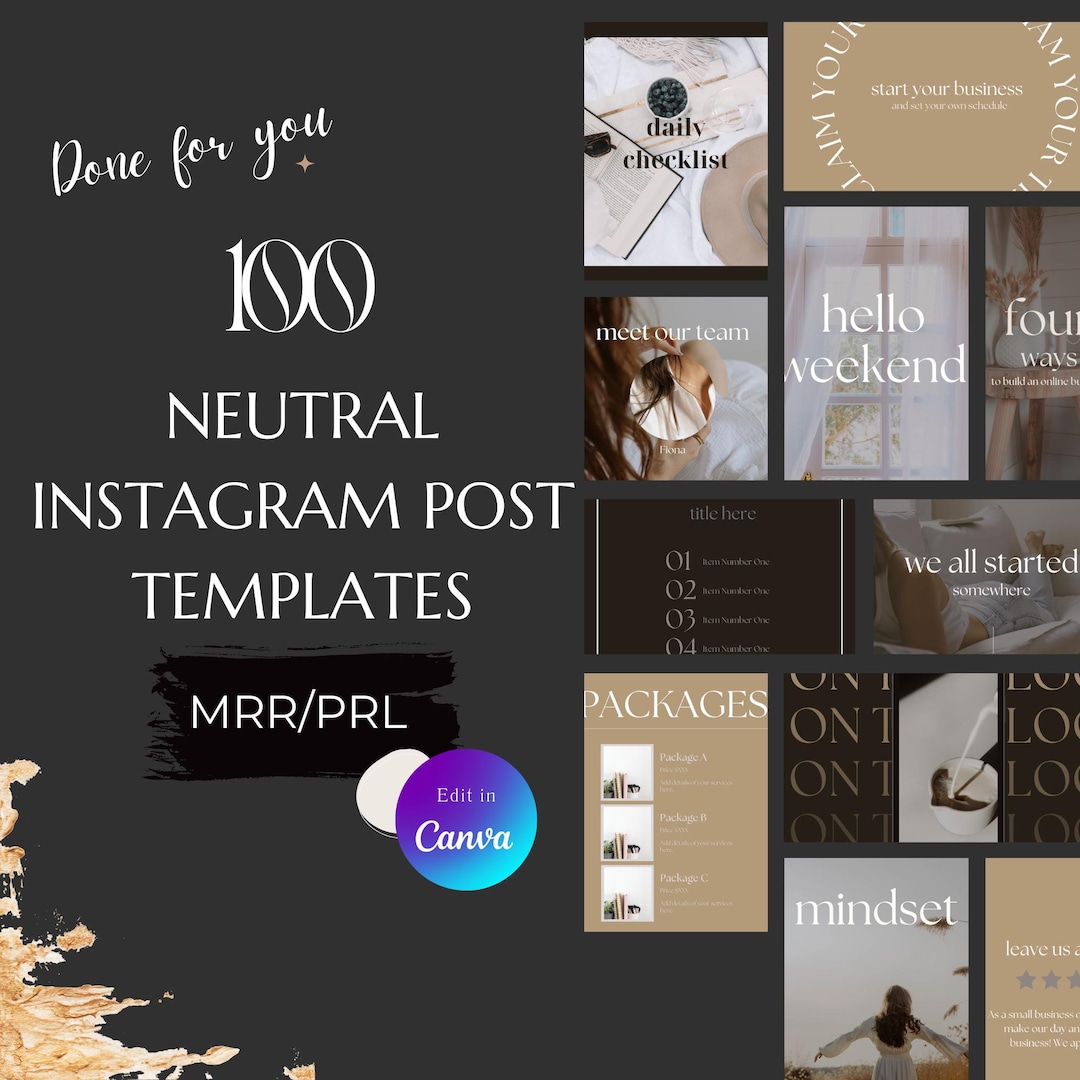 100 Neutral Canva Instagram Templates for Coaches & Small Business |PLR ...