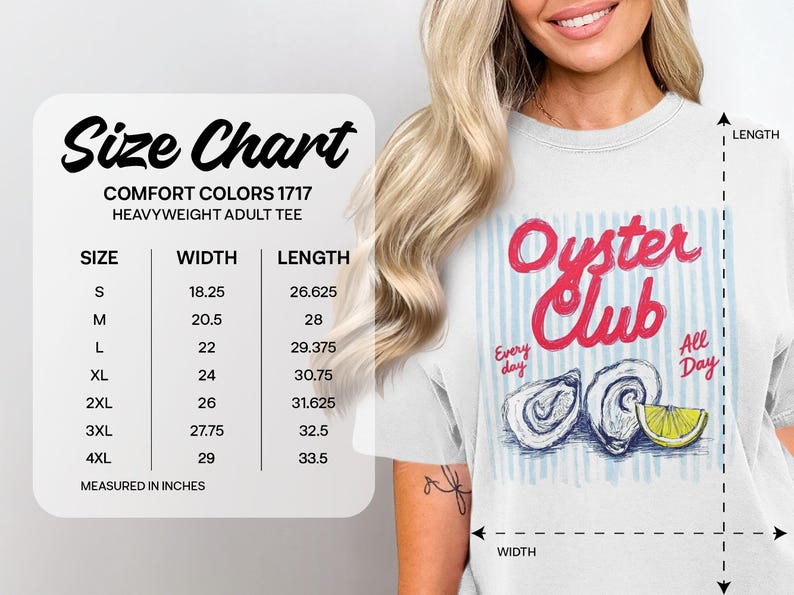Comfort Colors® Oyster Club T-shirt, Hand Drawn Oysters, Lemon Wedge ...