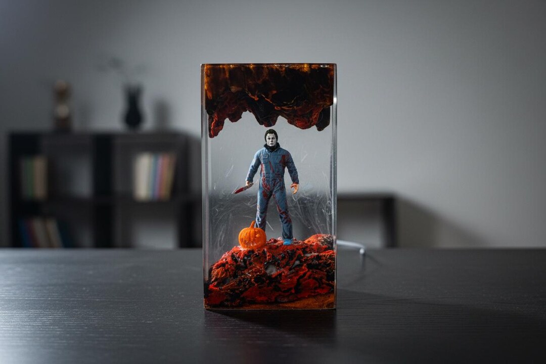 Handmade Horror Movie Resin Block, Michael Myers Halloween Display ...