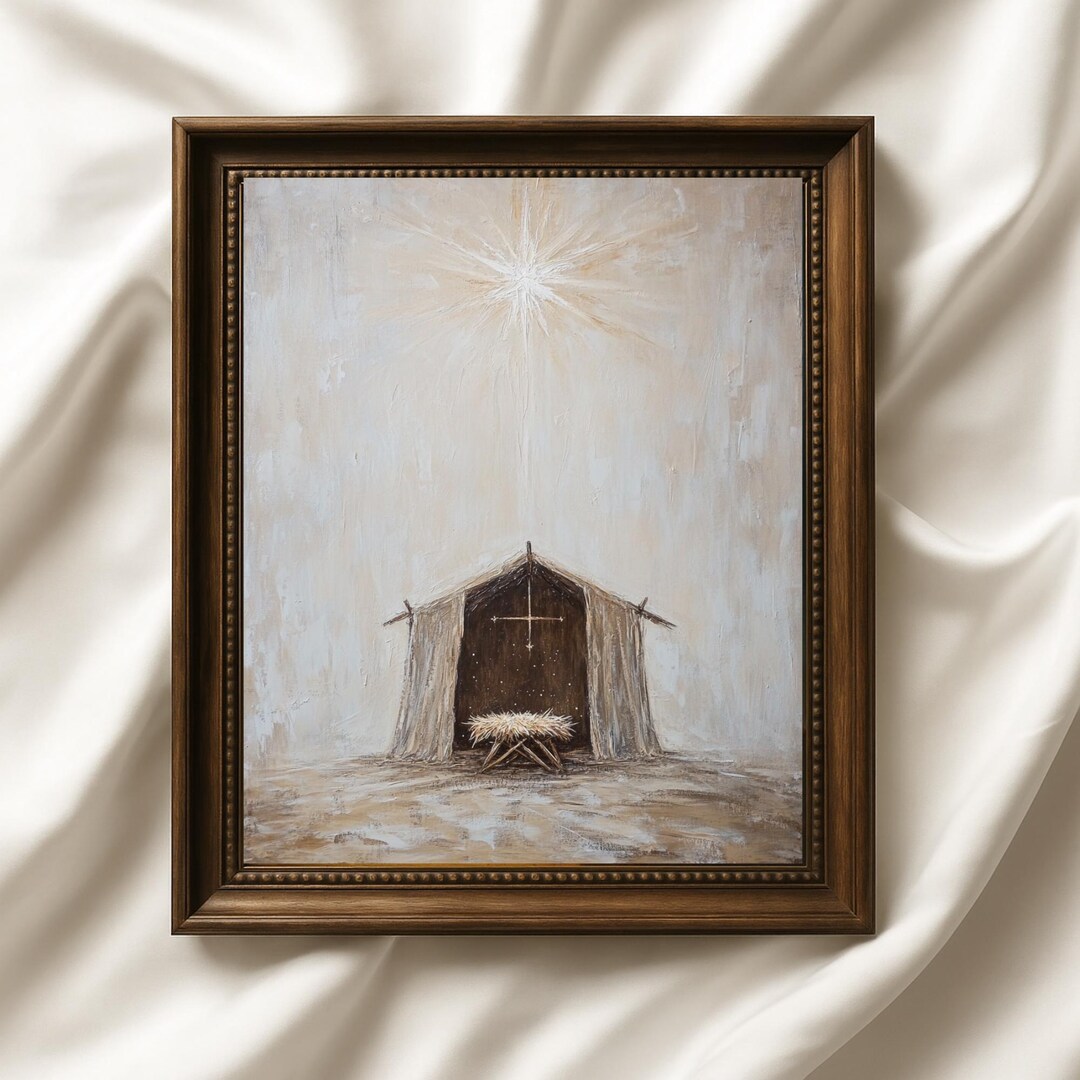 Christmas Nativity Wall Art | Rustic Manger Painting | Christian ...