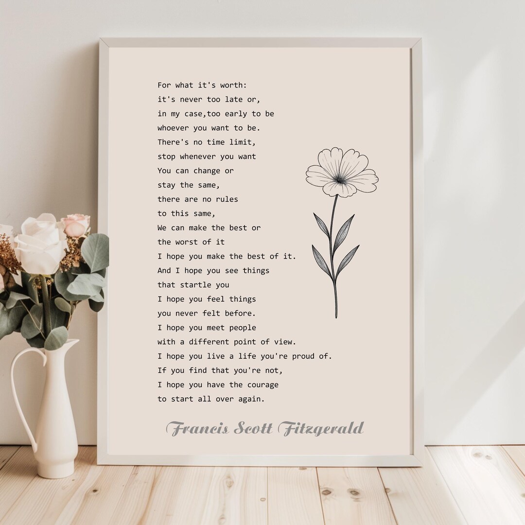 F. Scott Fitzgerald Quote Print: Vintage Literary Art (digital Download ...