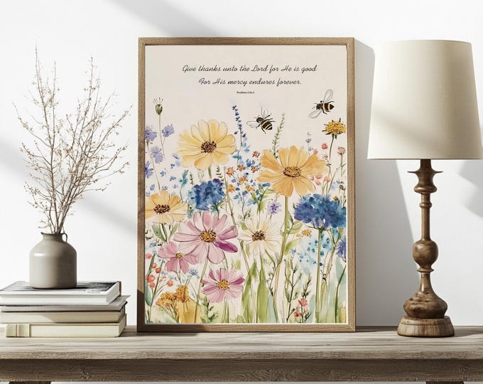 Art Print, Wildflower Art, Isaiah 54:10, Unfailing Love, Scripture Art ...