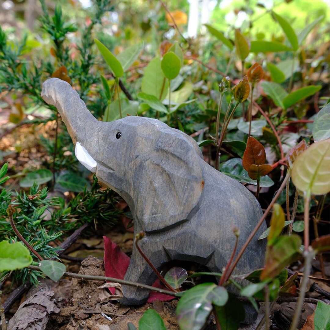 Hand Carved Wooden African Elephant Statue, Wooden Animal Adventure ...