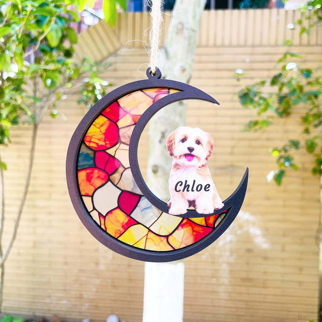 Custom Pet Portrait Stained Glass Suncatcher, Stained Glass Dog ...