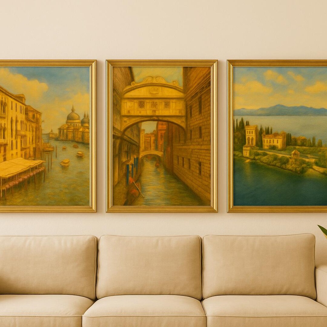 Italy Wall Art Set of 3 – Venice and Lake Garda Printable Decor ...