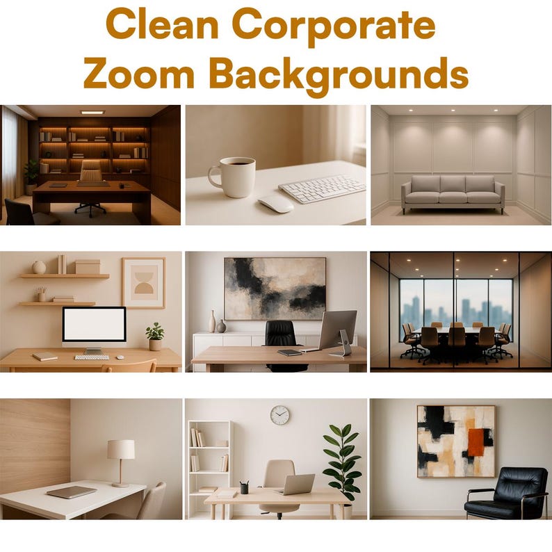 Clean Corporate Zoom Backgrounds | Minimalist Professional Office ...