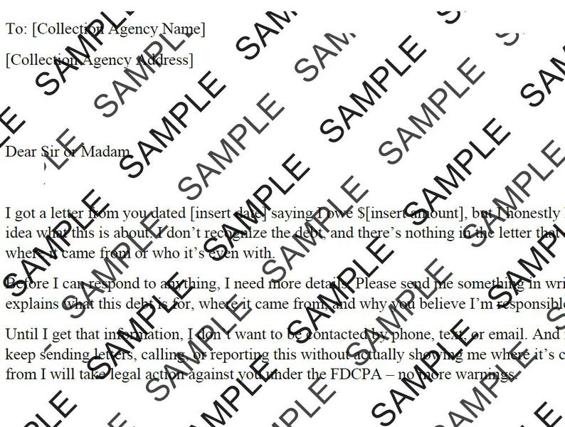 Editable Debt Verification Letter Template - Dispute Unknown Debt ...