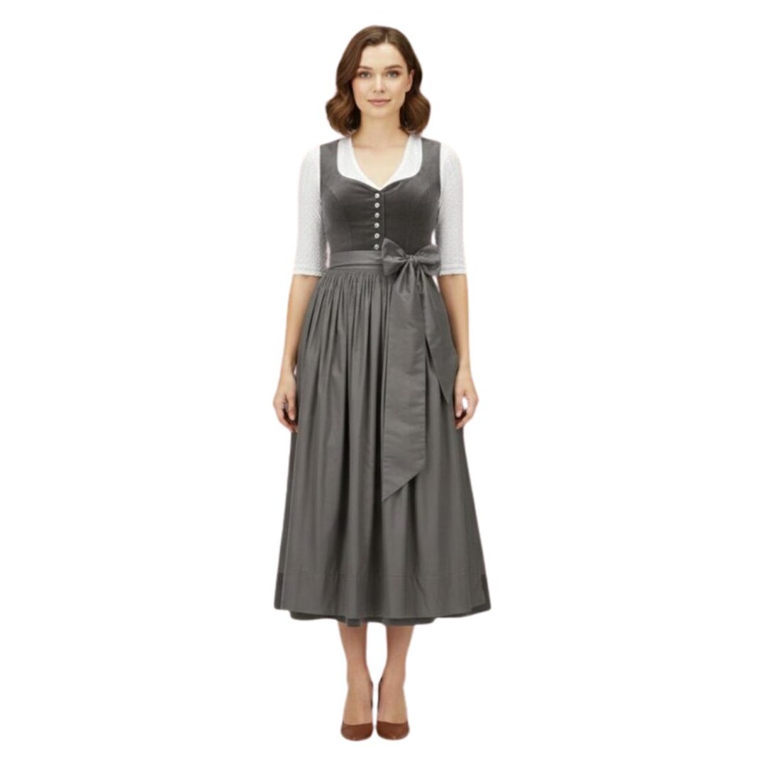 Grey Velvet Dirndl Dress | Handmade Bavarian Oktoberfest Dirndl - Etsy