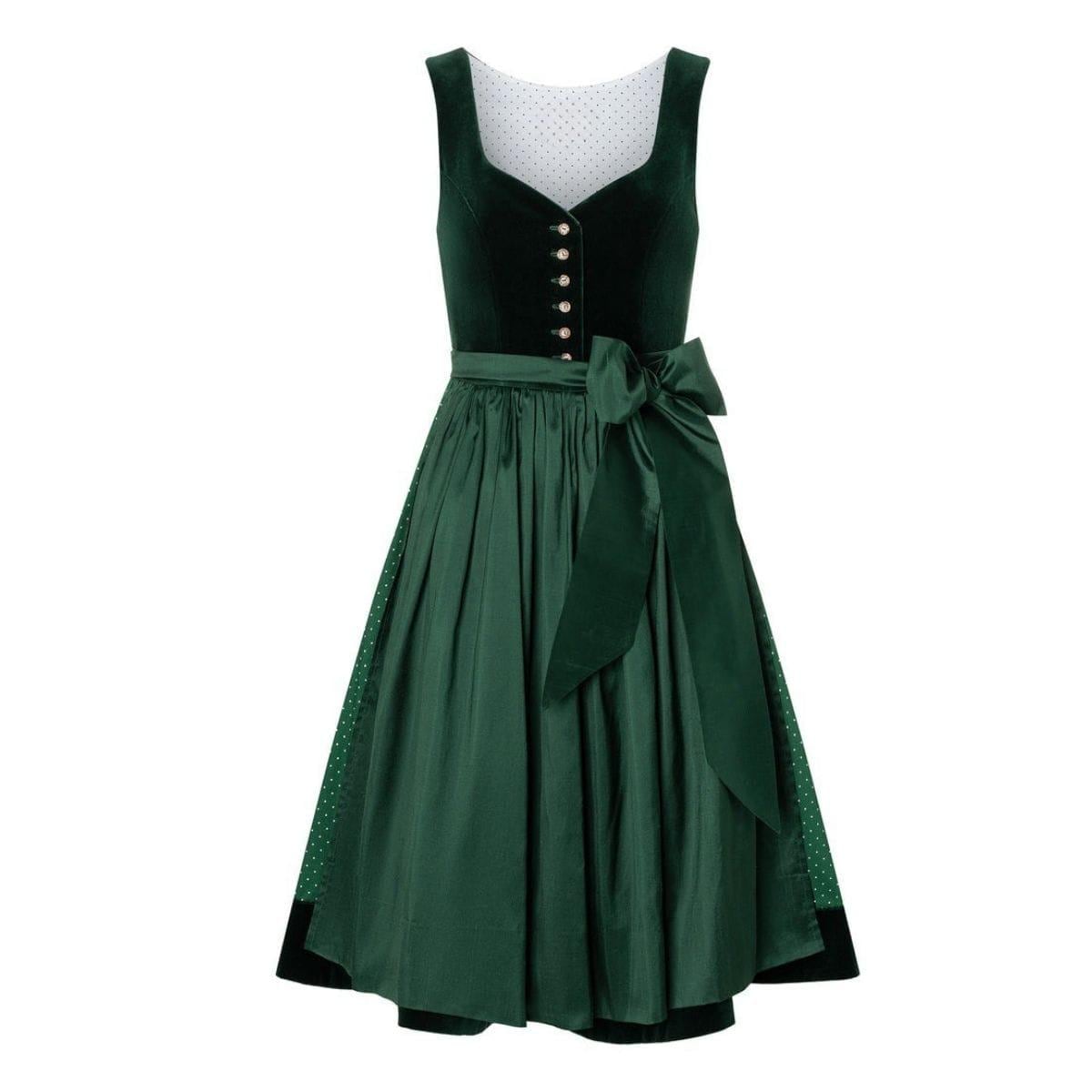 Heart Neck Green Velvet Dirndl Dress | Traditional German Oktoberfest Costume | Luxurious Velvet ...