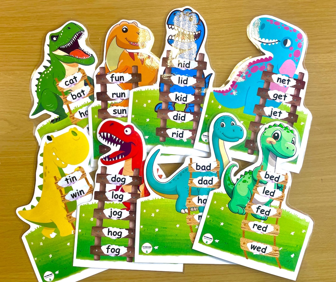 Dinosaur CVC Word Reading Ladders | Phonics Activity for Preschool ...