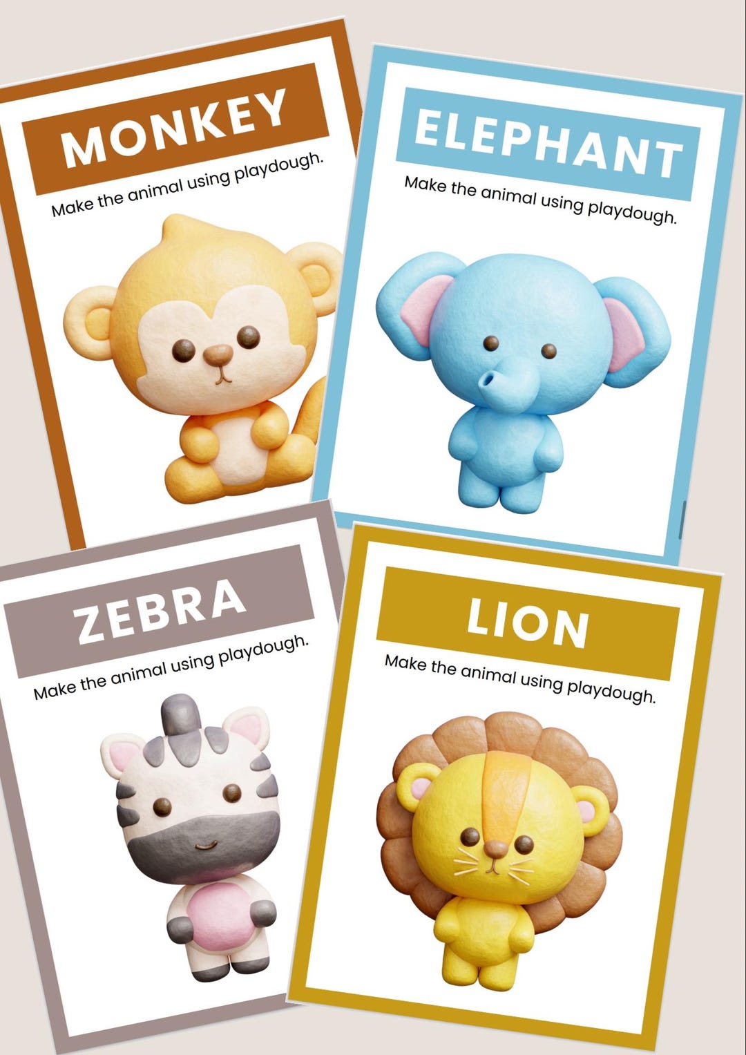 Set of 31 Animal Themed Playdough Mats / Creativity / Fine Motor ...