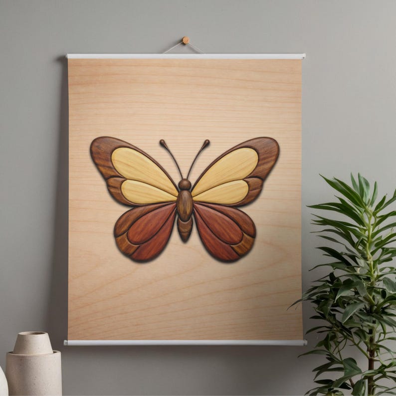 Butterfly Intarsia Wood Art Pattern, Scroll Saw PDF (digital Download ...