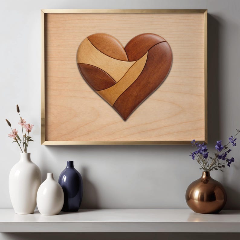 Heart Wood Intarsia Patterns, Intarsia Pdf Pattern, Scroll Saw Patterns ...