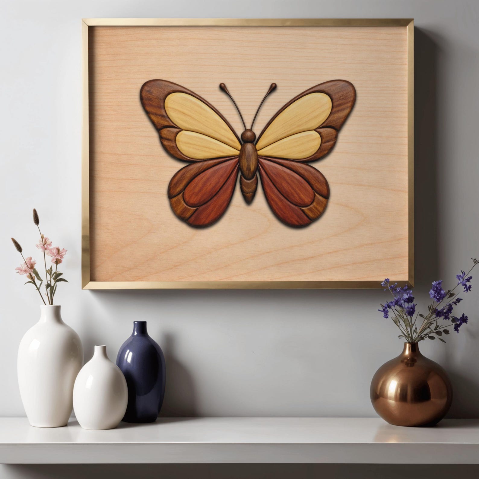 Butterfly Intarsia Wood Art Pattern, Scroll Saw PDF (digital Download ...