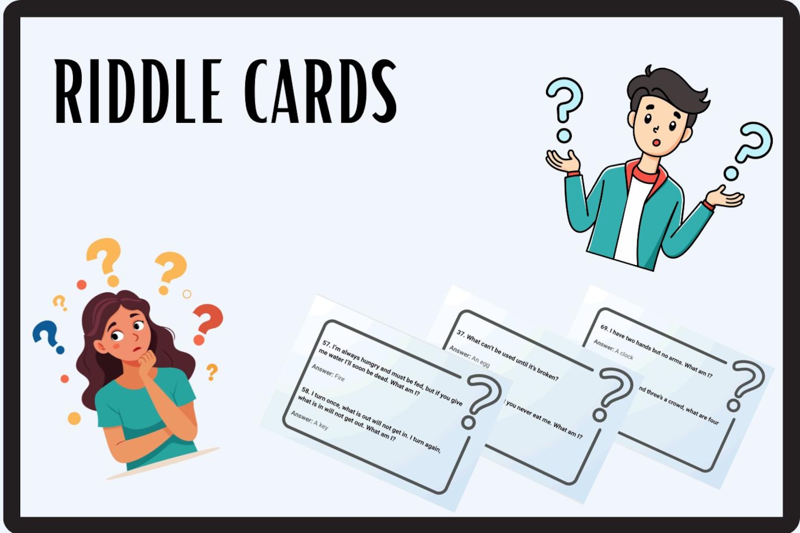 Printable Brain Teaser Cards PDF – 100 Riddles for Kids & Adults – Fun ...