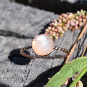 Moonstone Ring, Rainbow Moonstone Ring, 14k Yellow Gold Stacking Ring ...