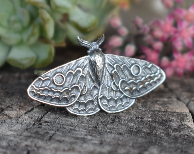 Moth Ring, Sterling Silver Moth Ring, Silver Moth Ring, Large Moth Ring ...