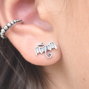 Dragon Earrings, Dragon Studs, Goth Dragon, Dragon Jewelry, 925 ...
