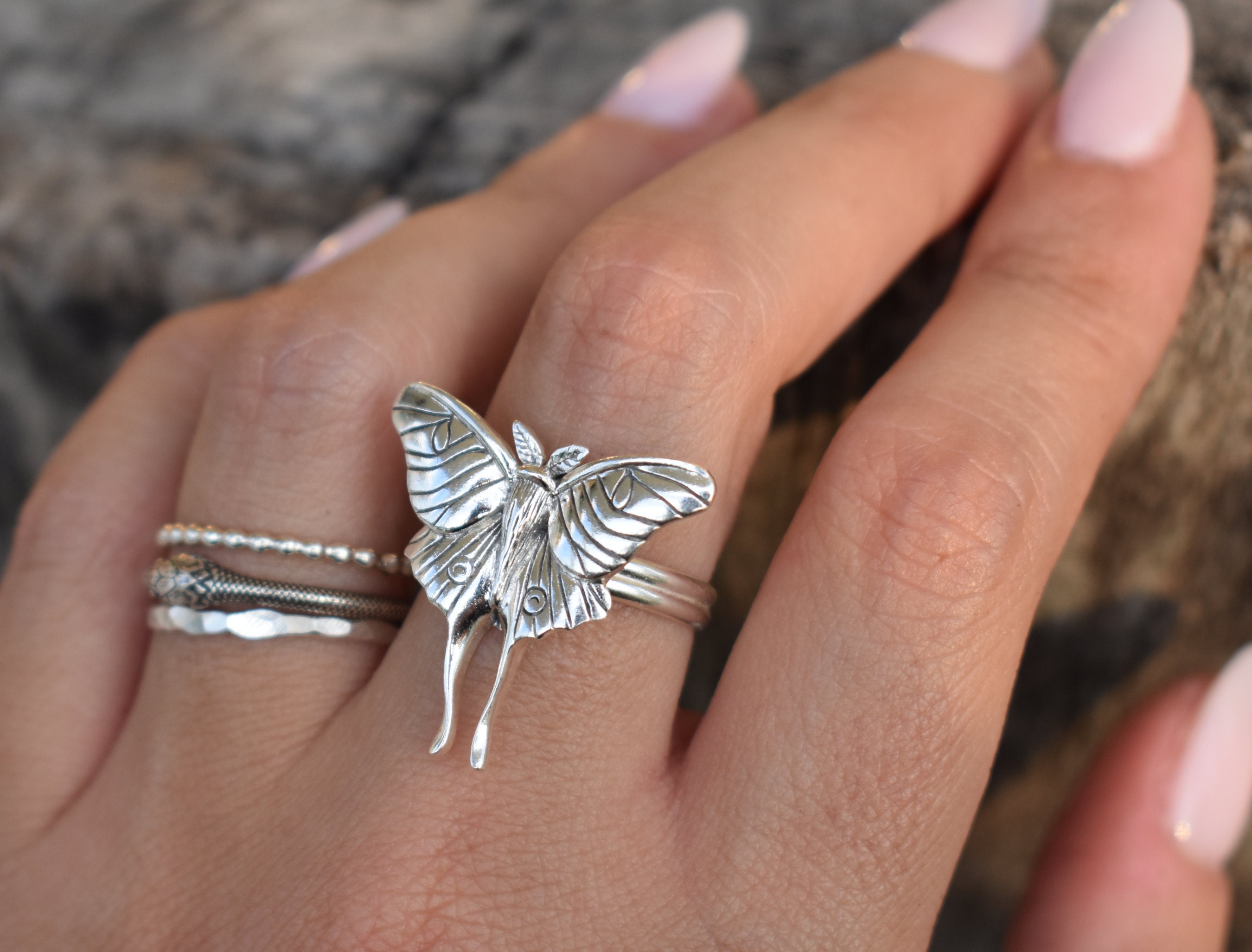 Luna Moth Ring Moth Ring Sterling Silver Ring Silver Moth - Etsy UK
