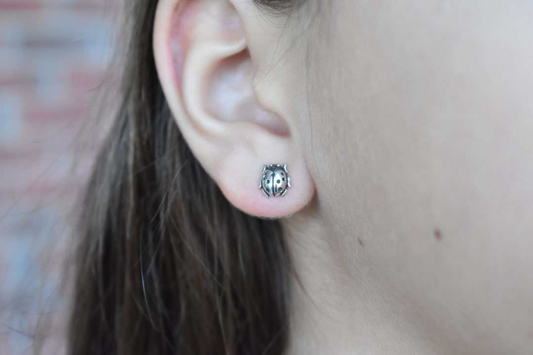 Ladybug Earrings, Ladybug Studs, Sterling Ladybug Stud, Ladybug Jewelry ...