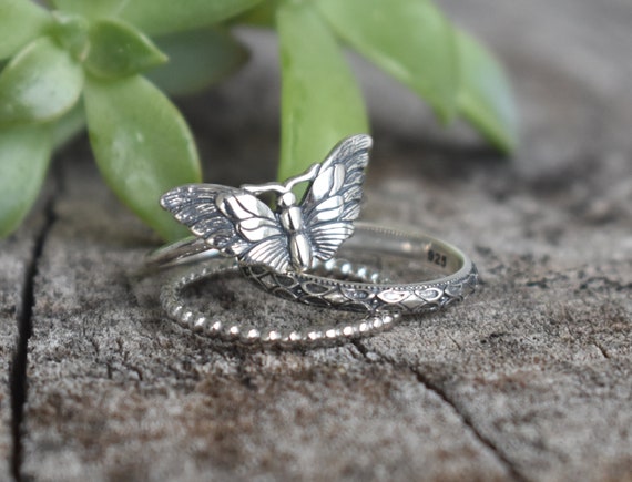 Moth Ring Silver Moth Ring Sterling Silver Moth Jewelry | Etsy