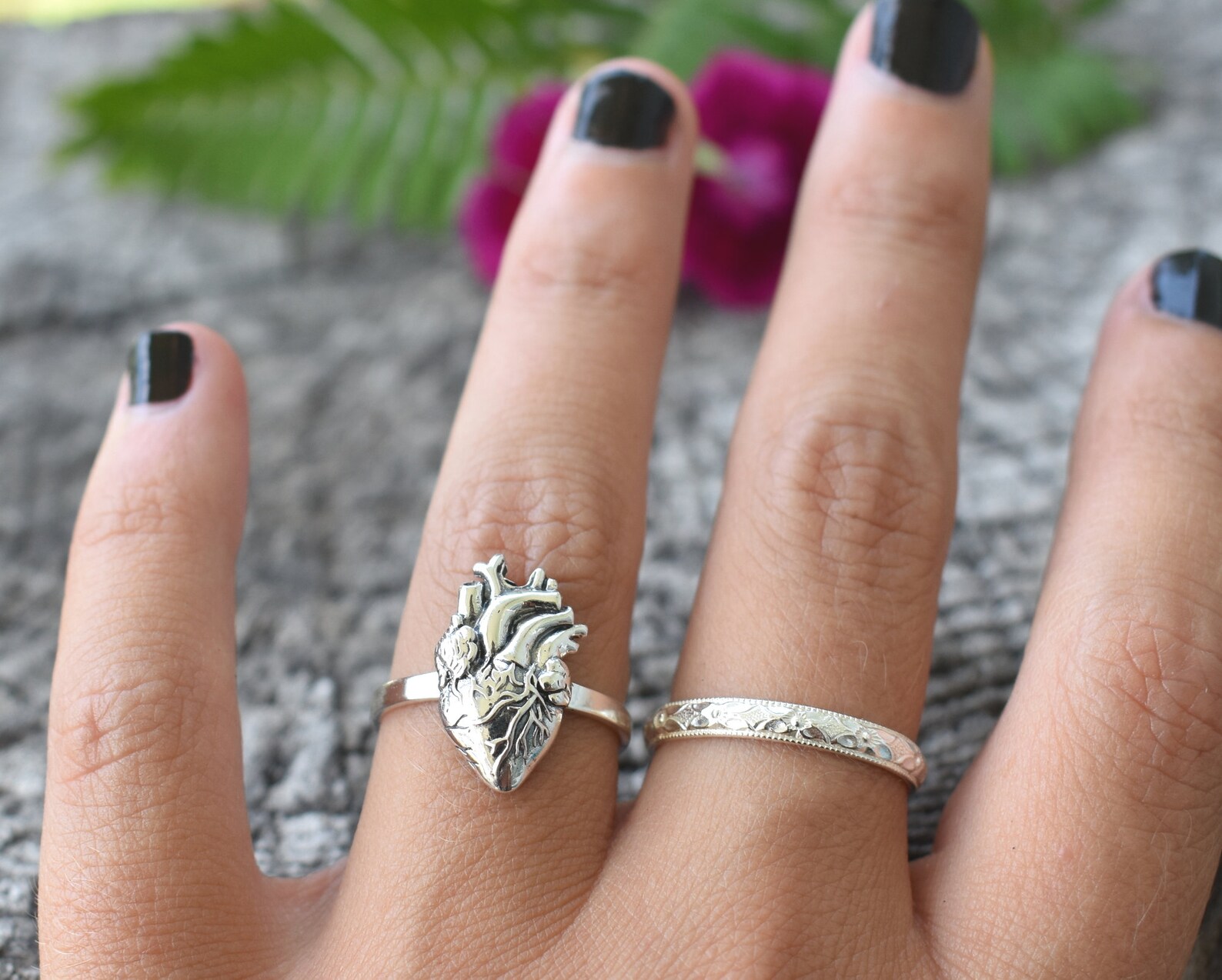 Anatomical Heart Ring Sterling Silver Heart Realistic Heart | Etsy