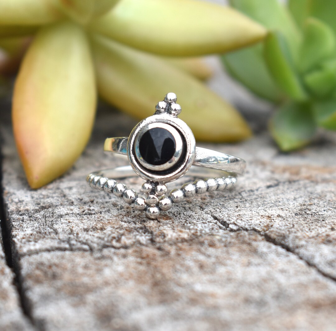 Onyx Ring, Onyx Engagement Set, Onyx Stacking Ring, Bali Onyx Ring ...