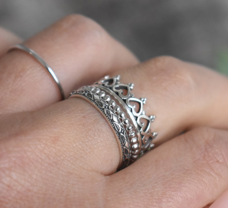 Princess Ring Crown Ring Crown Stacking Set Sterling Silver - Etsy