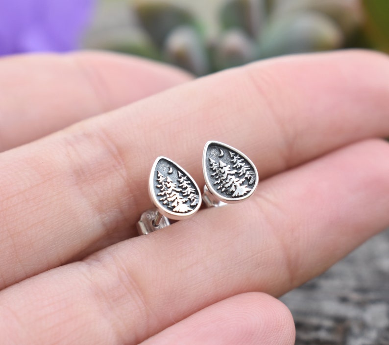 Tree Earrings Forest Earrings Pine Tree Studs Tree Stud - Etsy