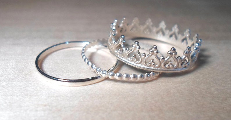 Princess Ring Crown Ring Crown Stacking Set Sterling silver | Etsy