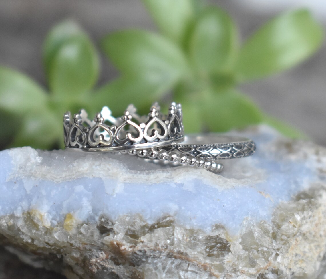 Princess Ring Crown Ring Crown Stacking Set Sterling Silver - Etsy
