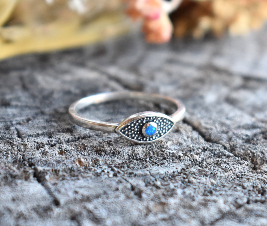 Blue Evil Eye Ring, Silver Eye Ring, Witchy Jewelry, All Seeing Eye ...