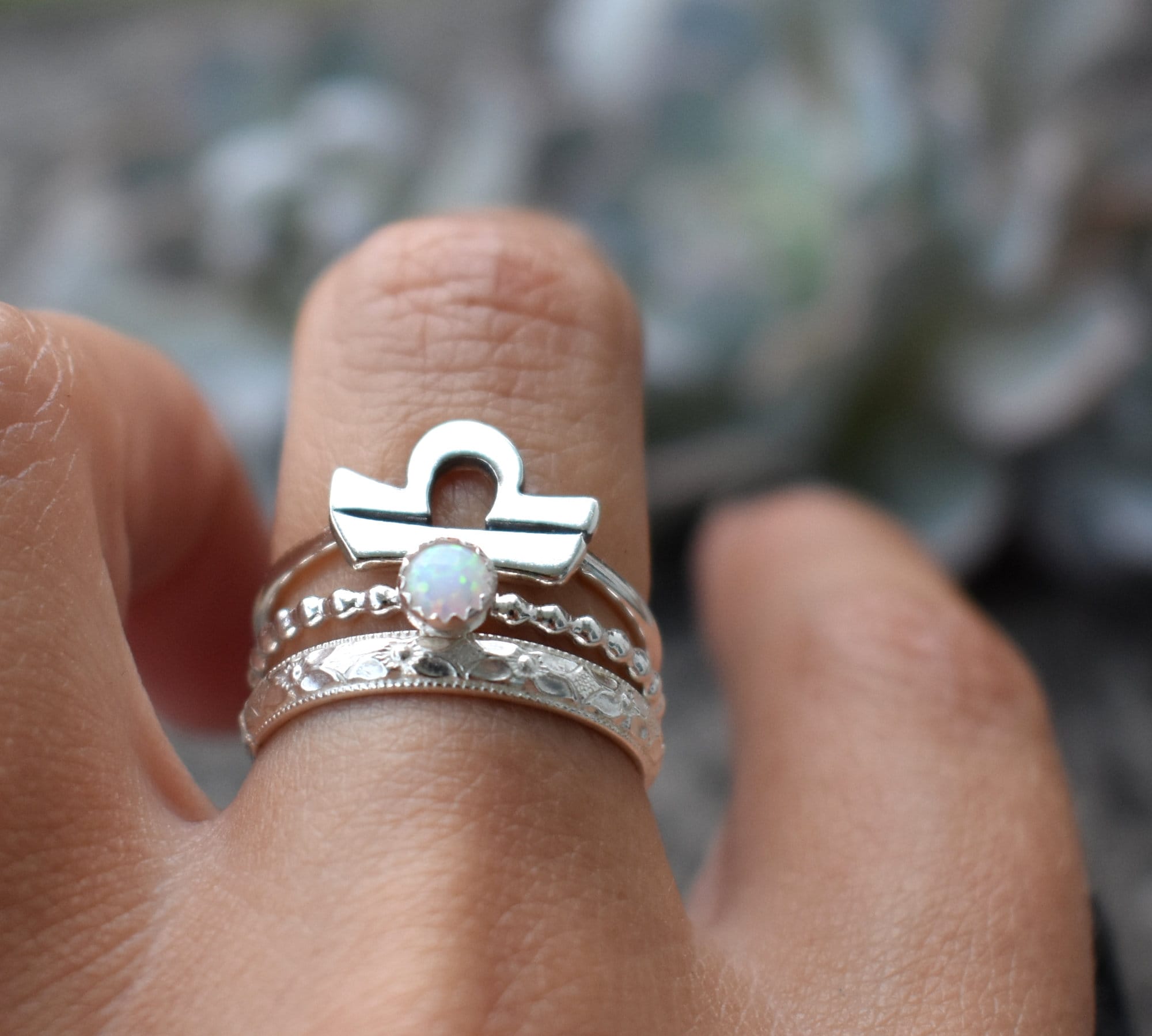 Anillo Libra piedra de nacimiento de octubre anillo de signo | Etsy