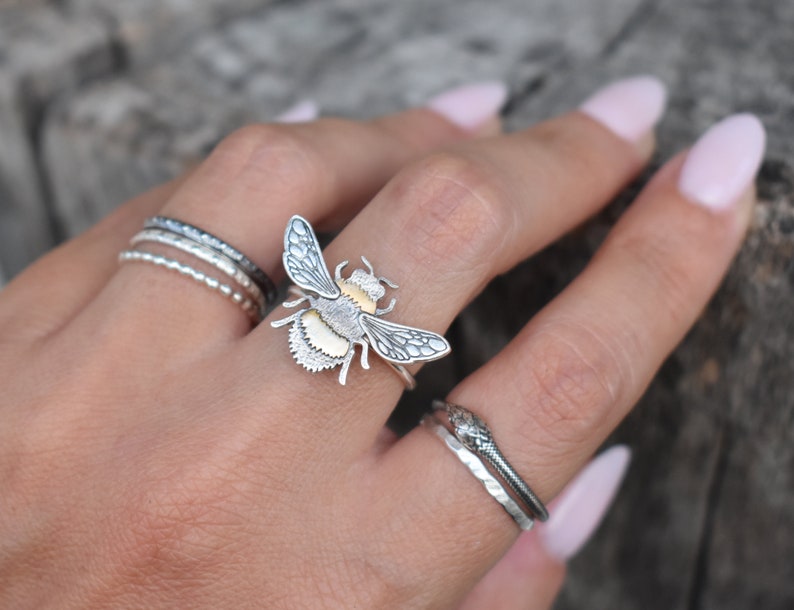Bee Ring Bumble Bee Ring Gold Bee Ring Silver Bee Ring - Etsy