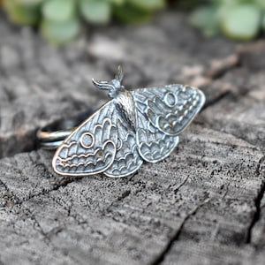 Moth Ring, Sterling Silver Moth Ring, Silver Moth Ring, Large Moth Ring ...