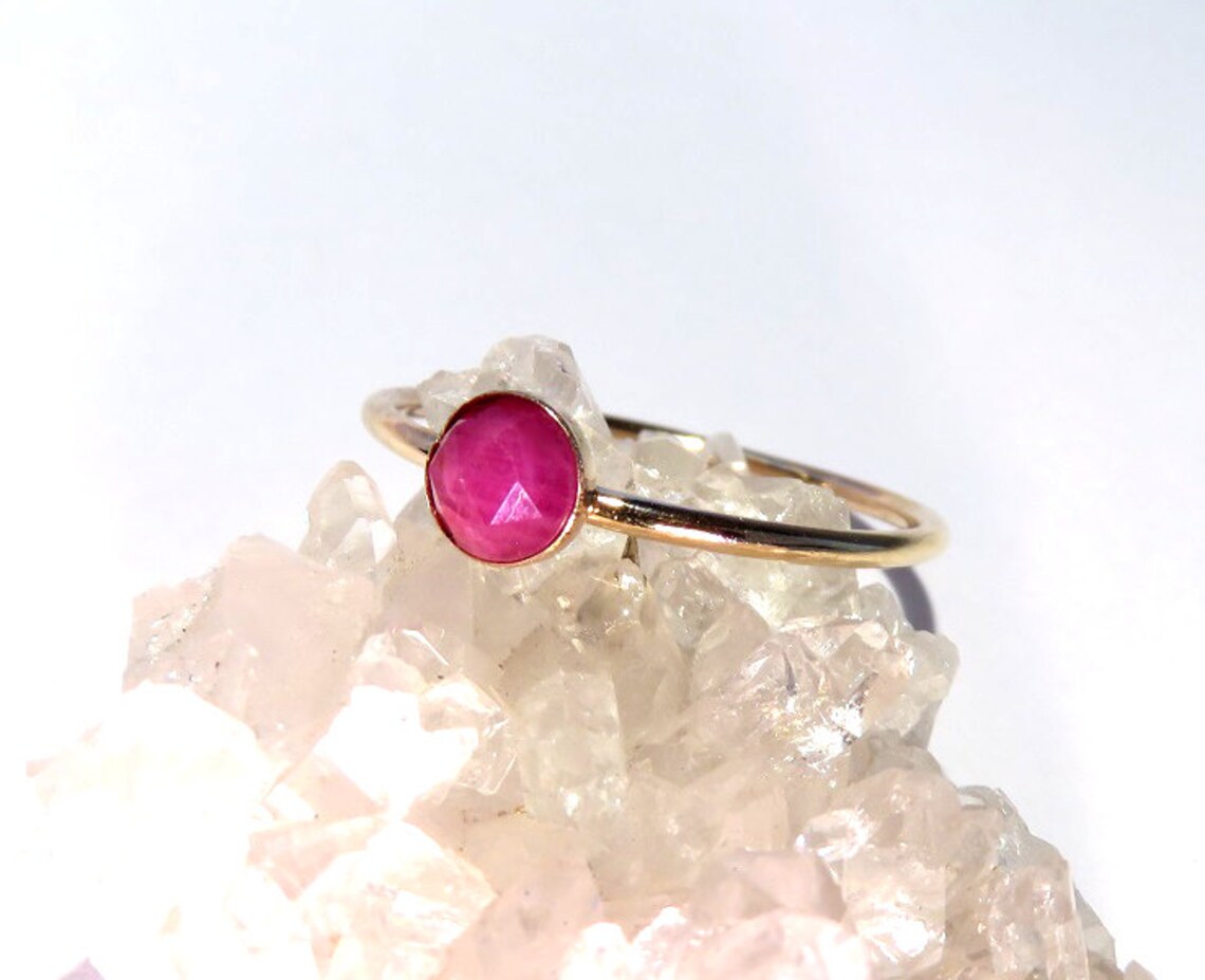Ruby Ring Gold Ruby Ring Ruby Stacking Ring July Birthstone - Etsy