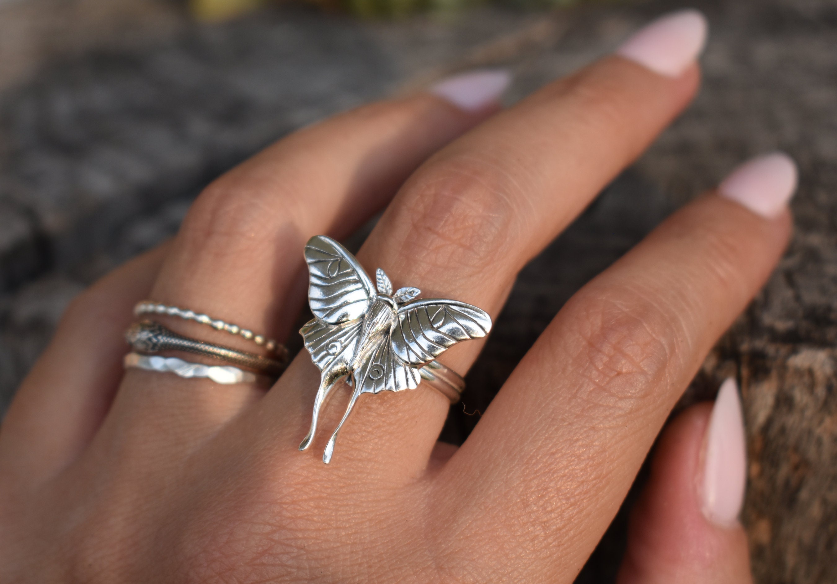 Luna Moth Ring Moth Ring Sterling Silver Ring Silver Moth - Etsy UK