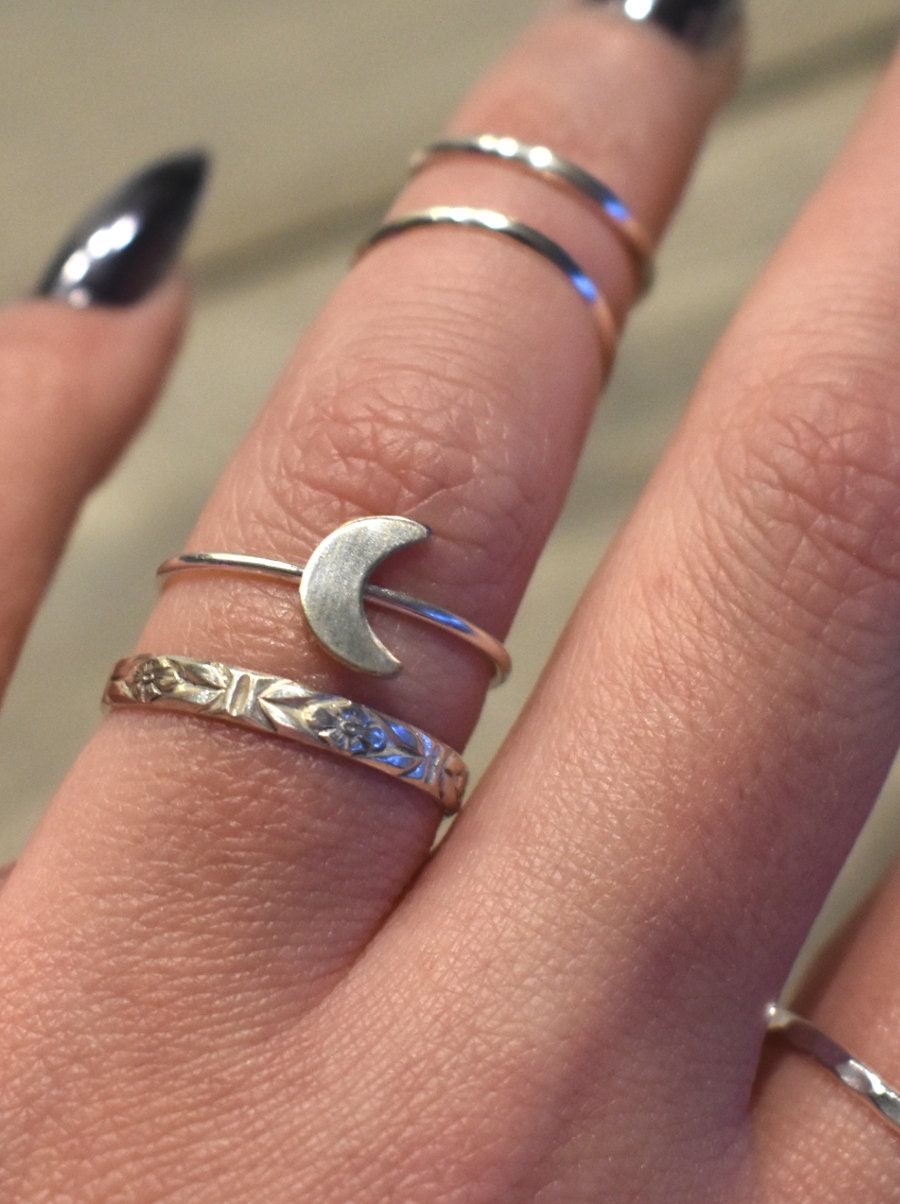 Moon Ring Crescent Moon Ring Moon Phase Ring Moon Phases | Etsy