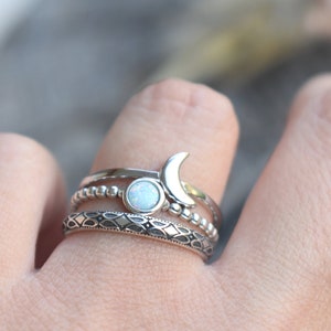 Moon Ring, Crescent Moon Ring, Moon Phase Ring, Moon Phases, Opal Ring ...