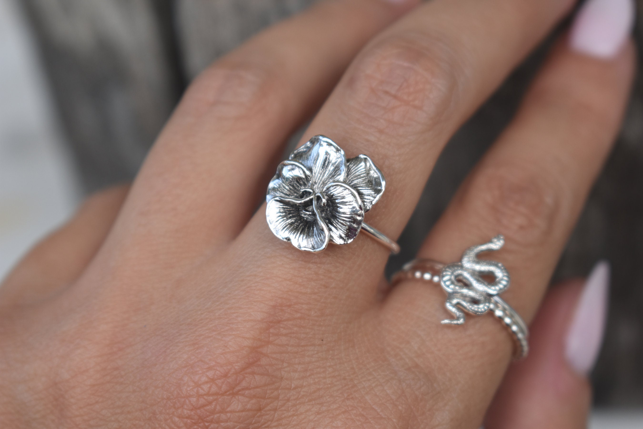 Pansy Ring, Sterling Silver Pansy Ring, Flower Lover, Plant Lady, Alice ...