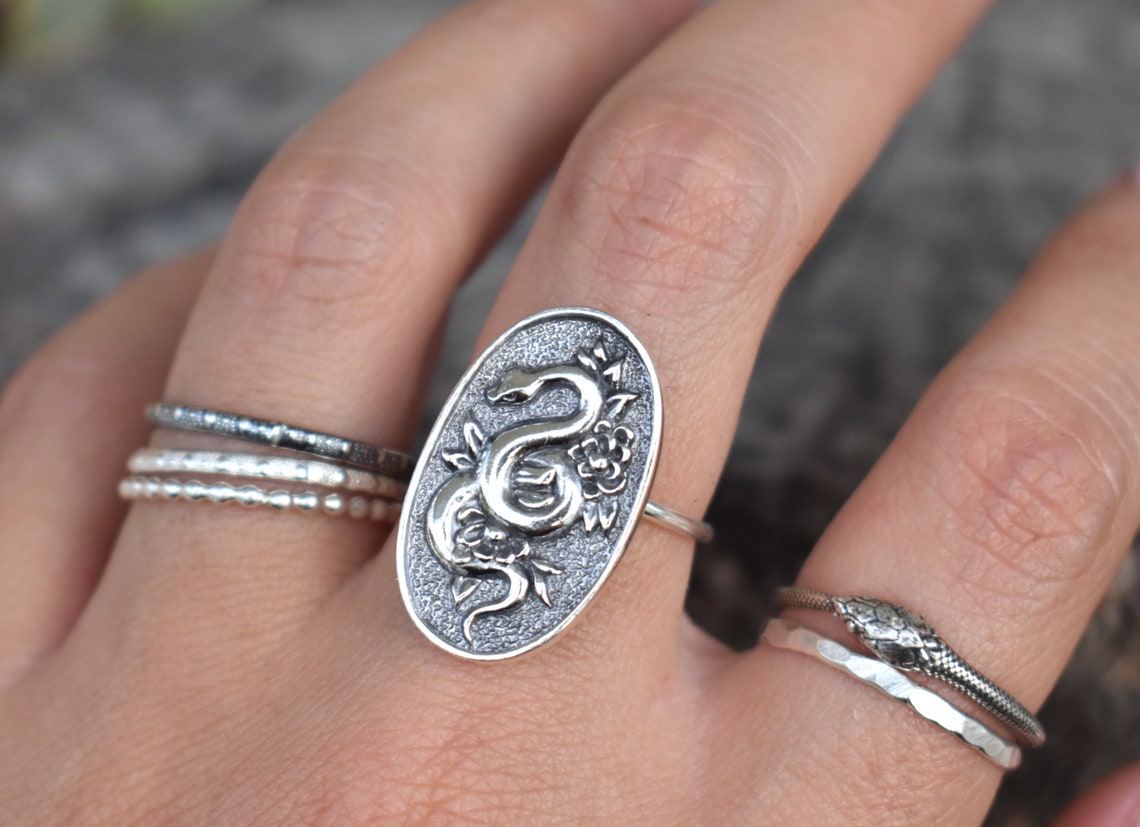 Snake Ring Snake Cameo Ring Snake Floral Ring Snake - Etsy