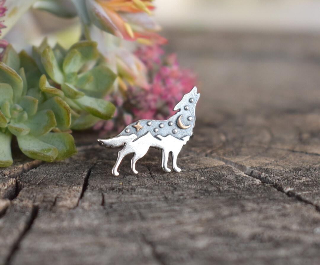 Wolf Ring, Black Wolf Ring, Moon and Star Wolf, Gothic, Wiccan, Pagan ...