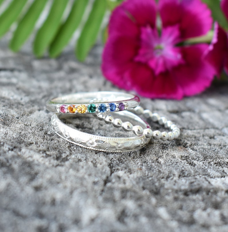 Rainbow Ring Rainbow Stacking Ring Chakra Ring Seven - Etsy