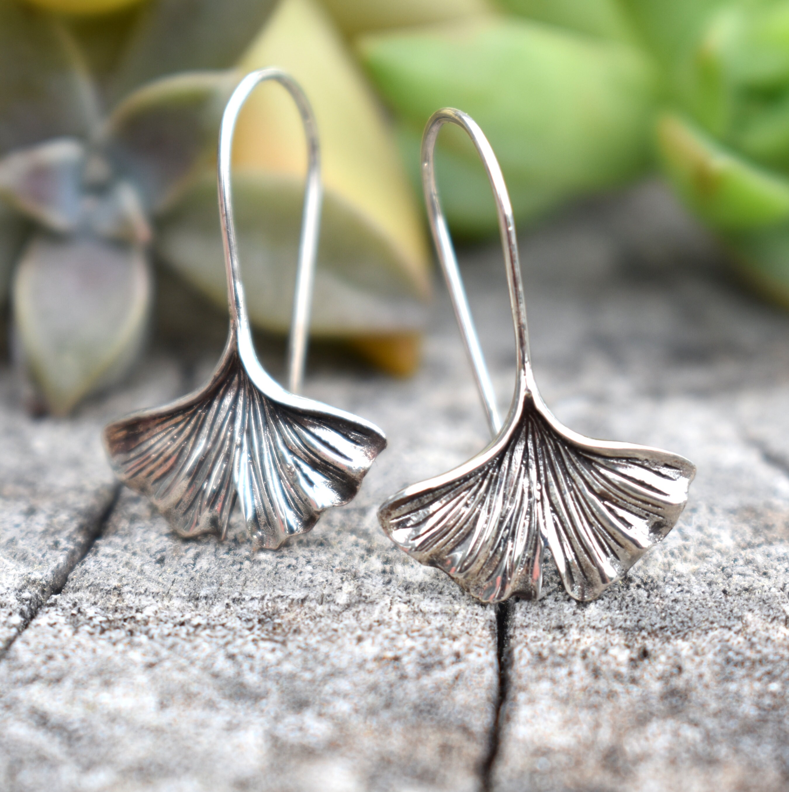 Gingko Earrings, Ginkgo Biloba, Sterling Silver Ginkgo, Ginkgo Jewelry ...