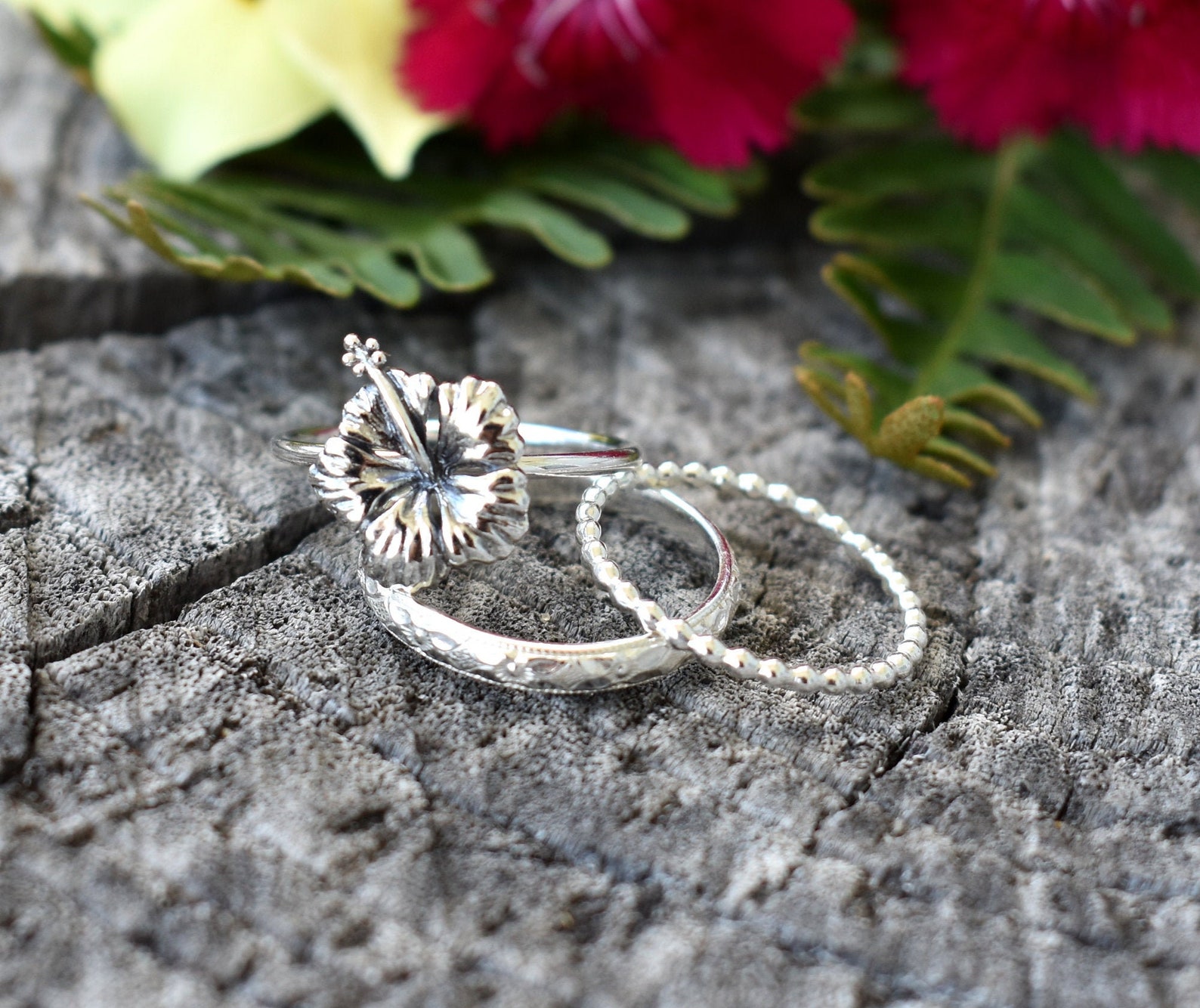 Hibiscus Ring, Hawaiian Hibiscus Ring, Silver Flower Ring, Flower Rings ...