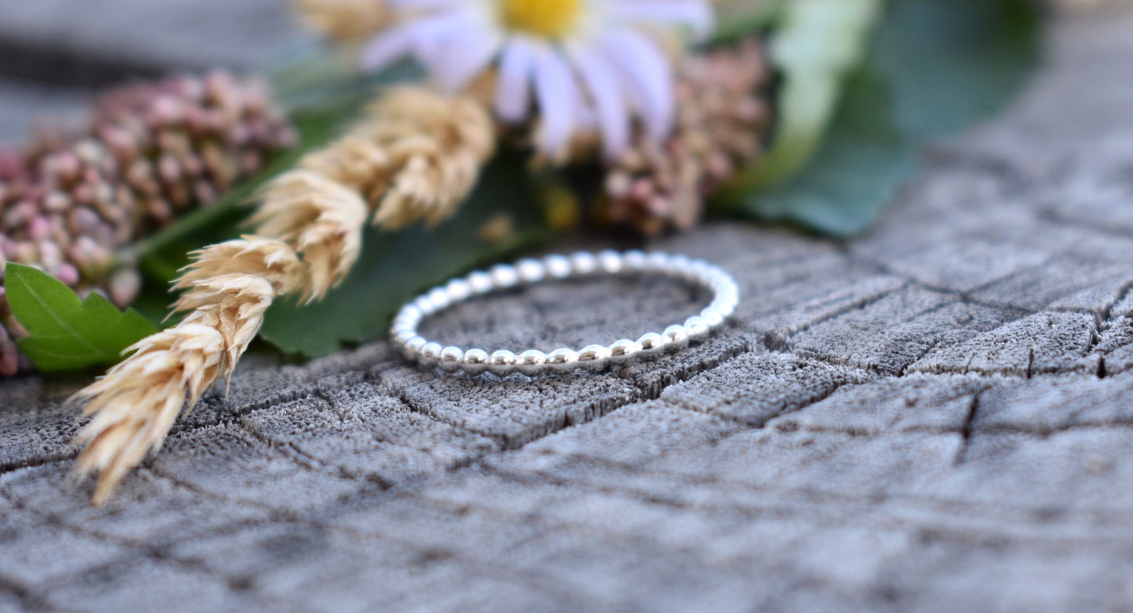 Silver Bead Ring, Sterling Silver Bead Stacking Rings-round Beaded ...